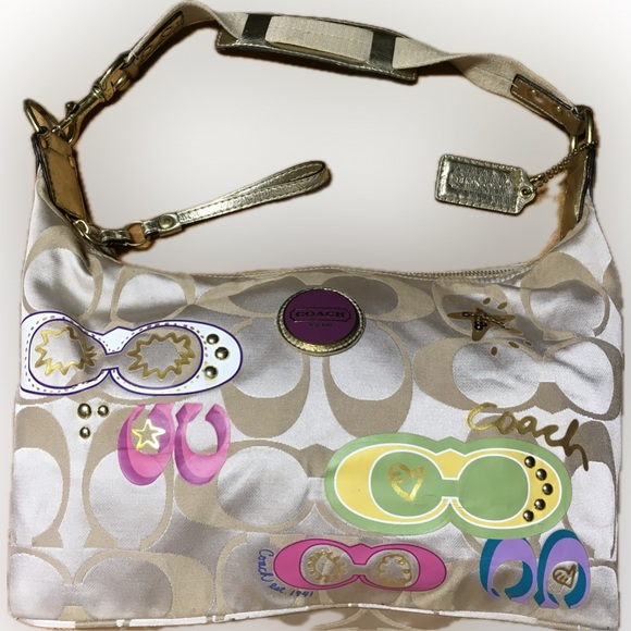 Coach | Bags | Coach Poppy Signature Colorful Applique Hobo Shoulder ...